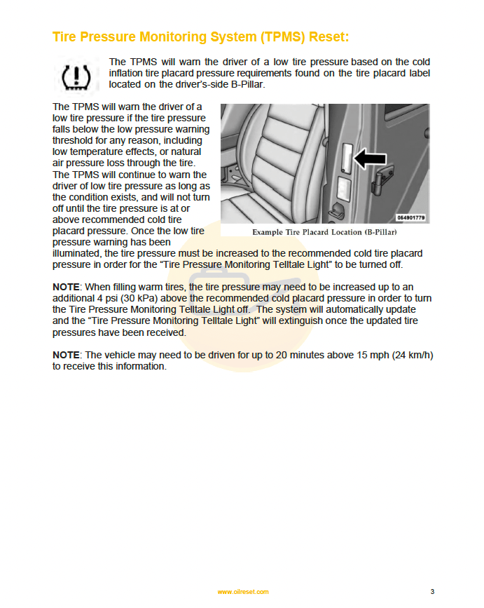 2015 Chrysler Town & Country Oil Light Reset & Service Guide - OilReset